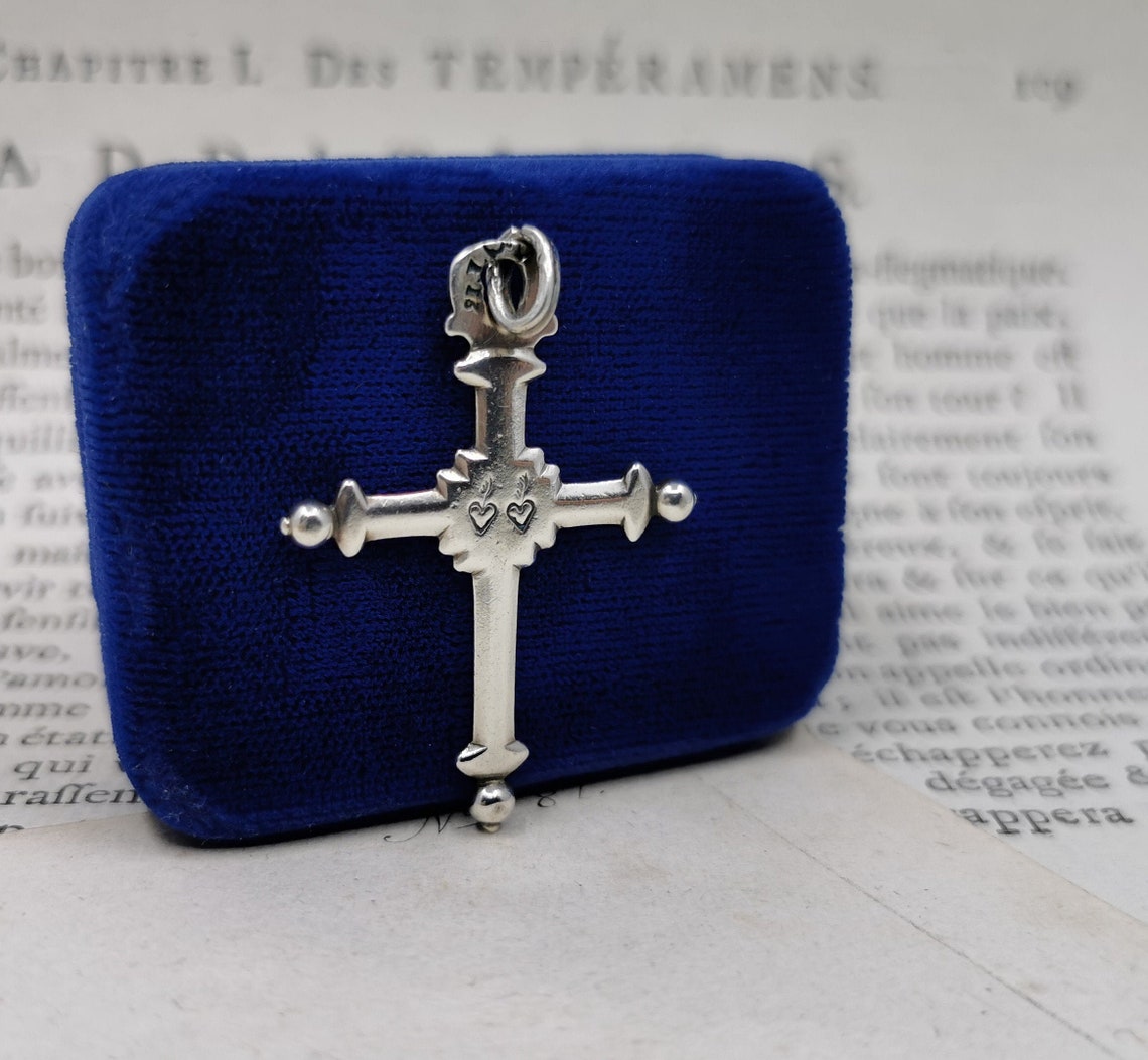 Antique German Cross Charm Silver Cross Pendant Necklace | Etsy