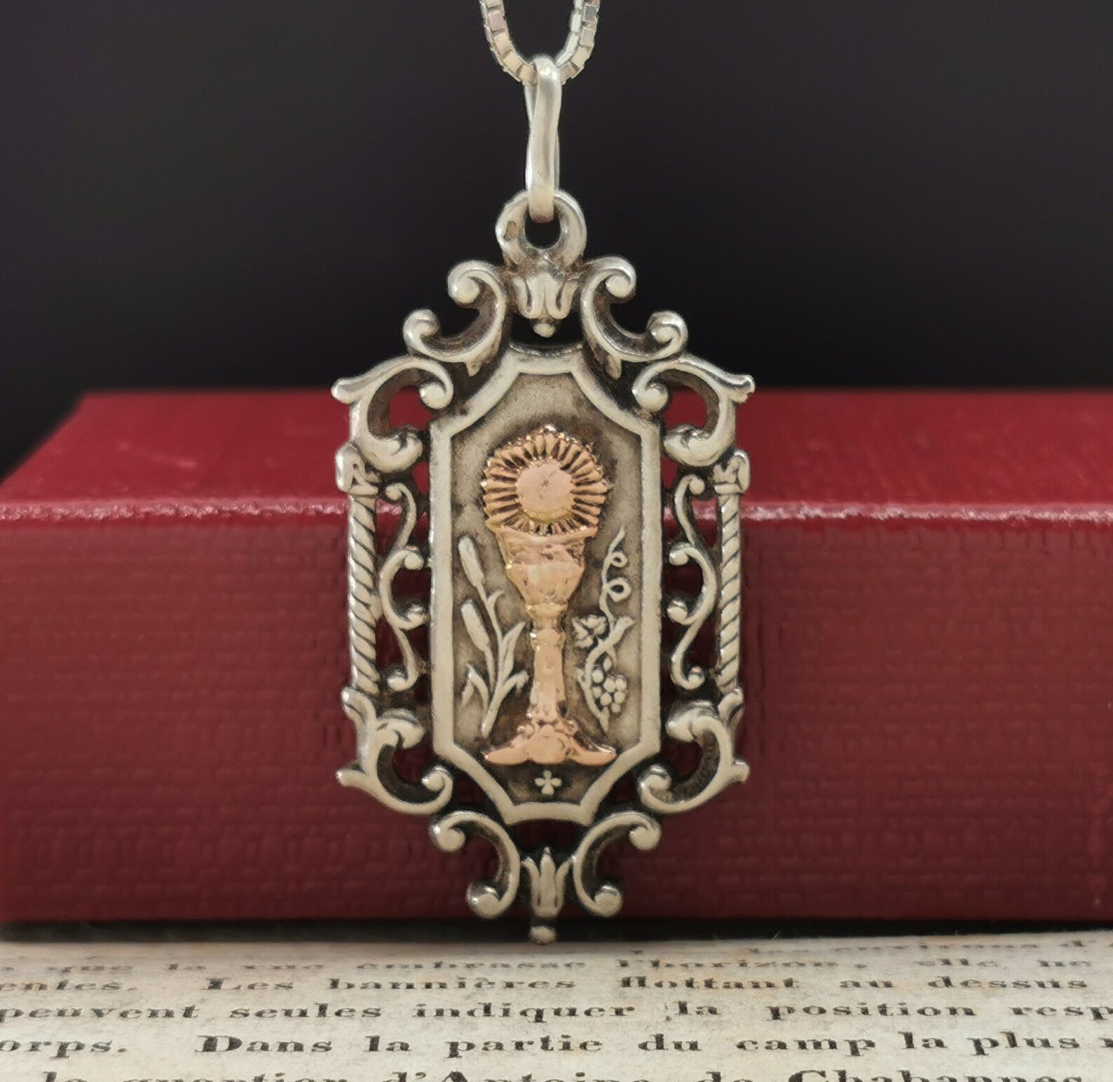 Antique Religious Medallion, Sterling Silver French Medal, First ...