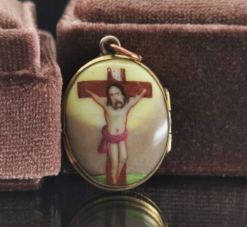 RARE Antique German Enamel Jesus Locket - Etsy