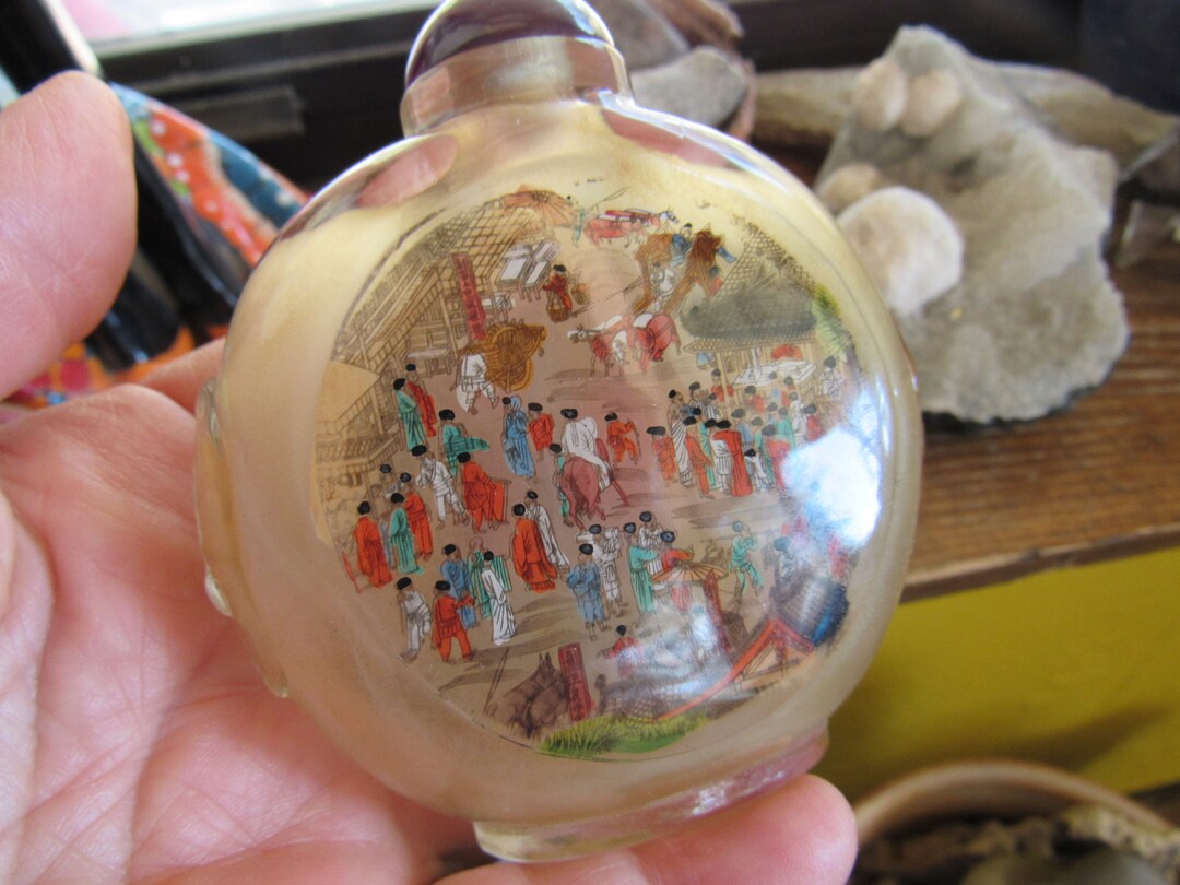 Vintage Glass Chinese Snuff Bottle - Etsy