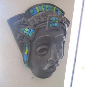 Sale Hand Made Mayan Clay Mask With Turquoise Inlay - Etsy