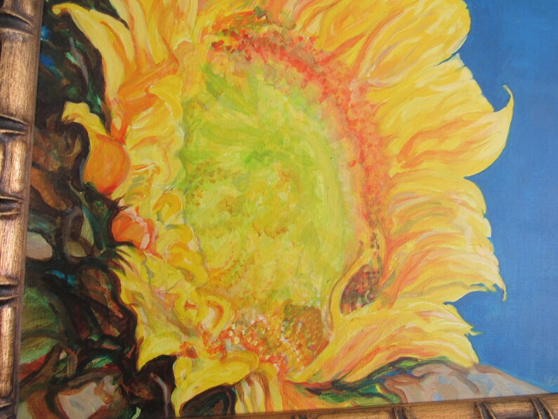 Original Signed Sunflower Painting Acrylic - Etsy