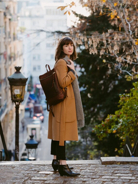 Leather Daypack City Backpack in Rustic Red Kodiak | Etsy