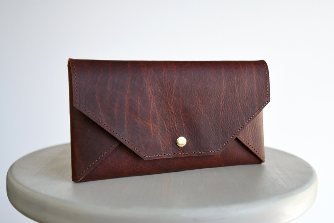 The Envelope Clutch Wallet - Rustic Red Kodiak Leather - Etsy