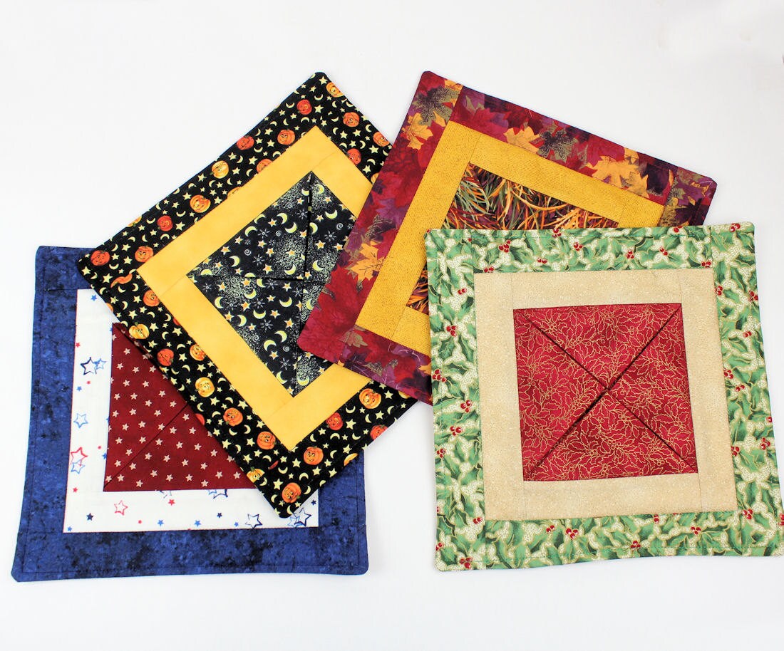 Fall Quilted Candle Mat Medium Metallic Leaves & Brown Mini - Etsy