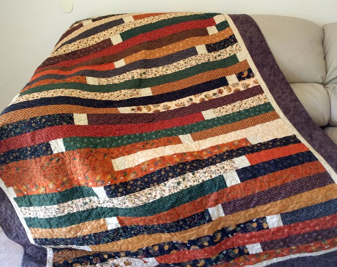 Autumn Strips Throw Quilt, Fall Colors, Graduation Gift, Dorm Quilt ...