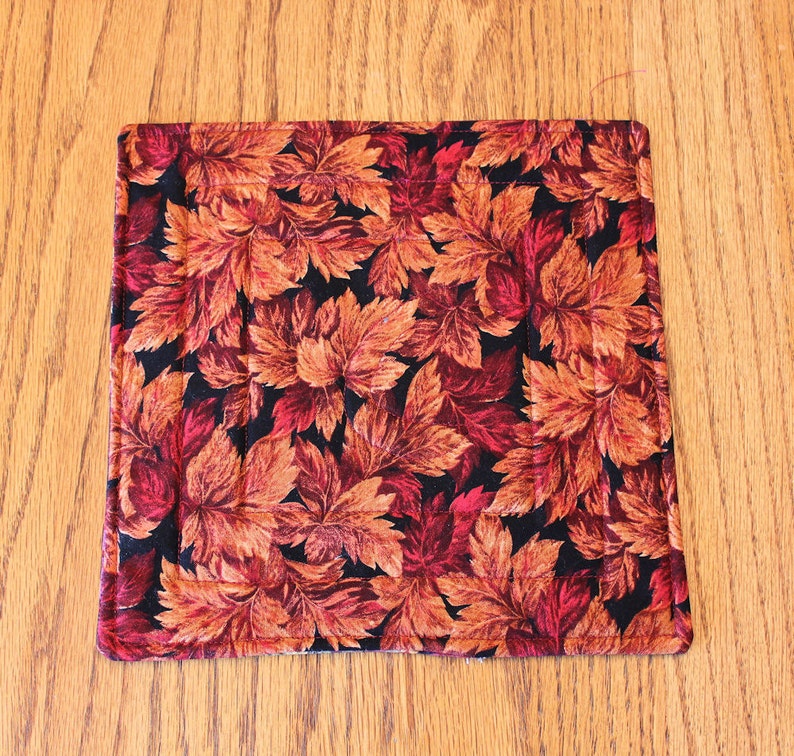 Fall Quilted Candle Mat, Medium Leaves & Gold Mini Quilt, Centerpiece ...