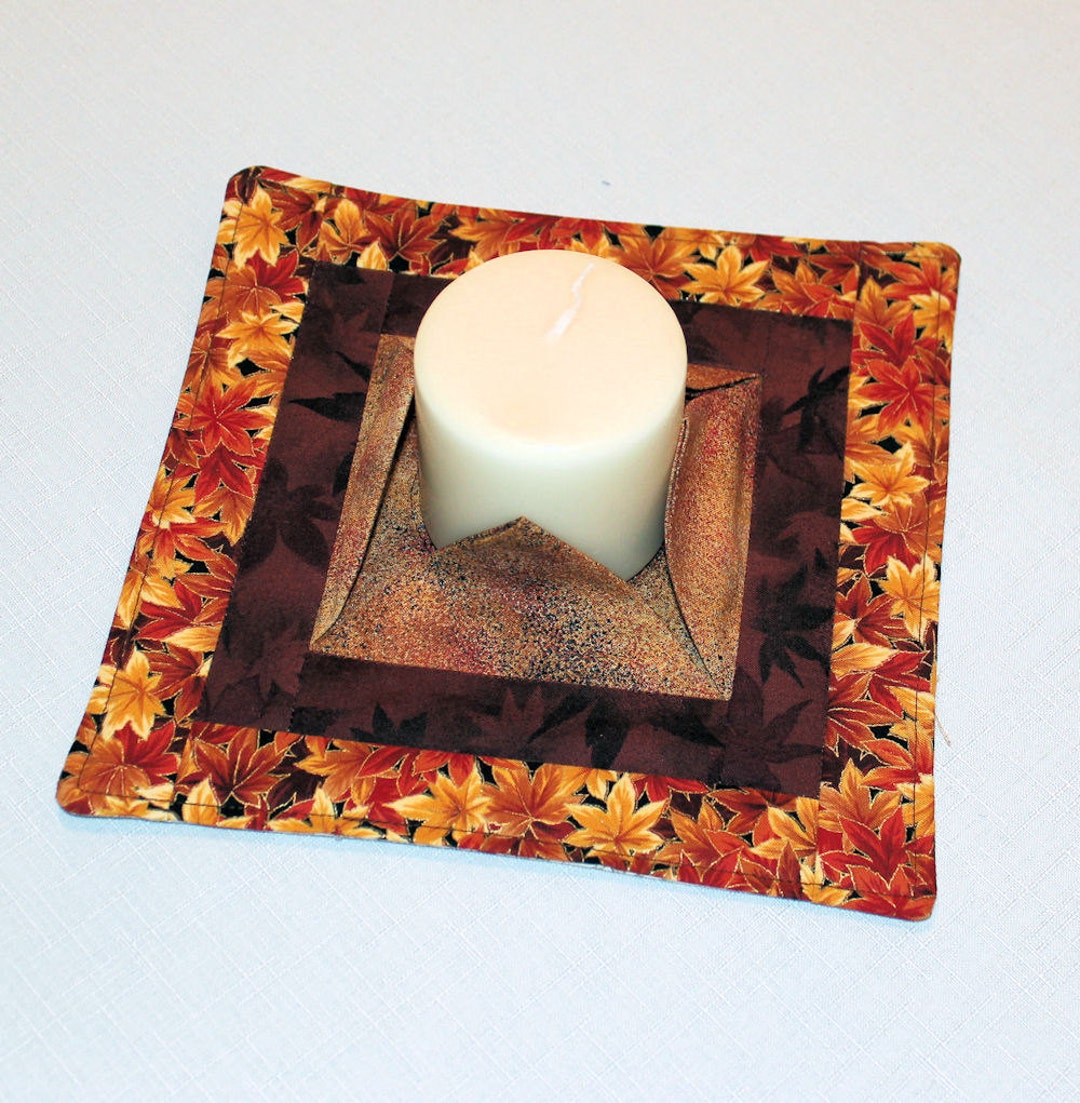 Fall Quilted Candle Mat Medium Metallic Leaves & Brown Mini - Etsy