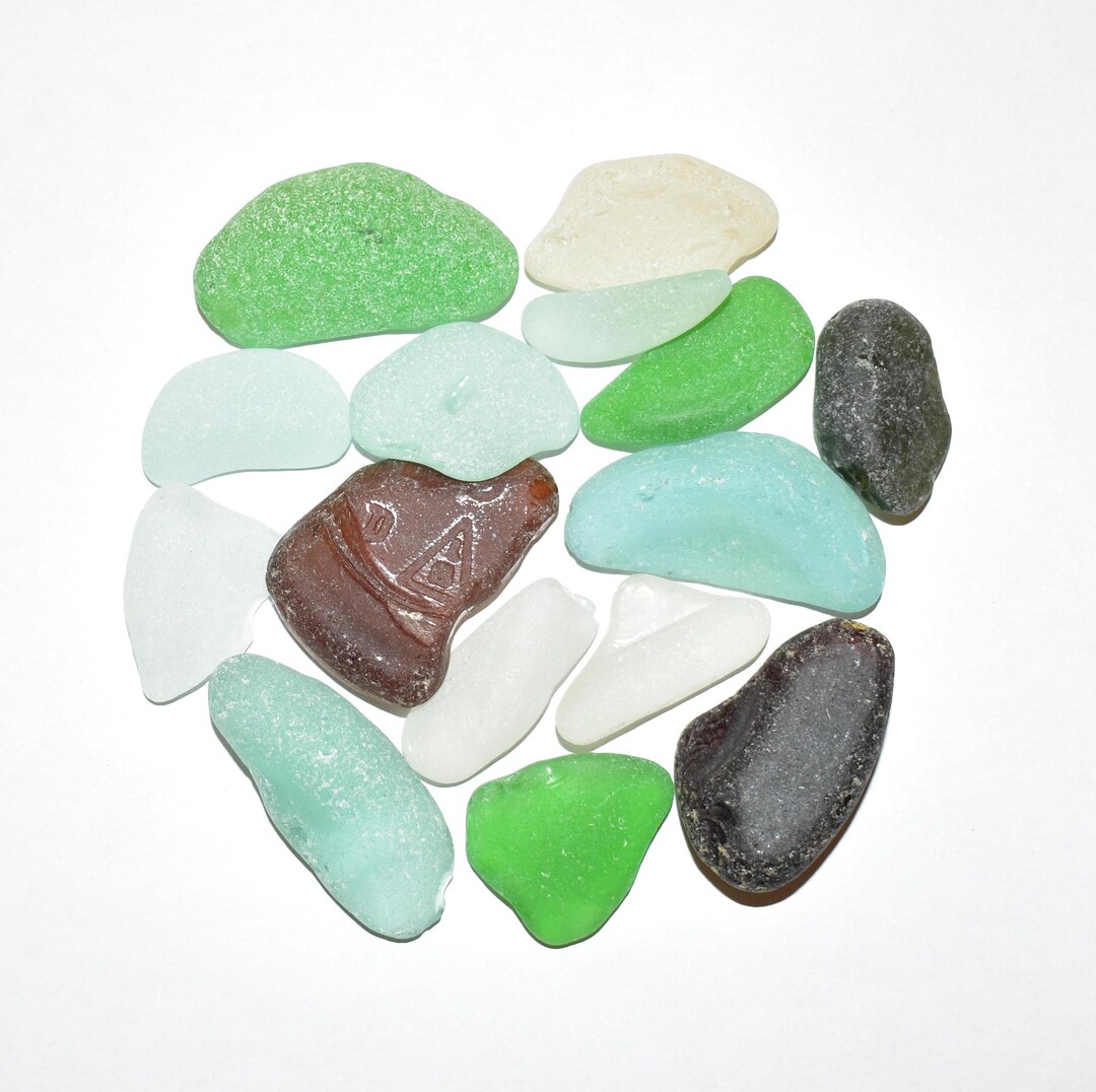 Genuine Sea Glass Large Thick Real Beach Glass 30-45mm White Green ...