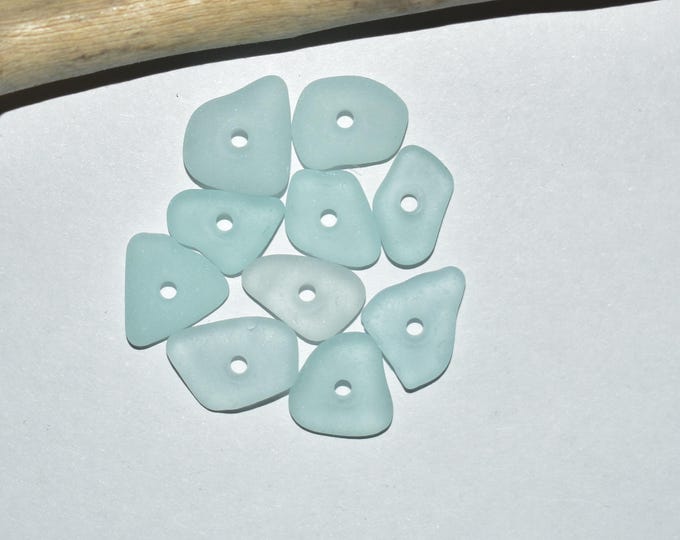 Genuine Sea Glass Beads Blue Beach Glass Beads Real Seafoam Sea Glass ...