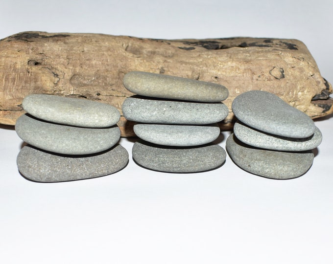 Flat Beach Stones Beach Rocks Set 10 Pieces 2" Natural Gray Flat Stones ...