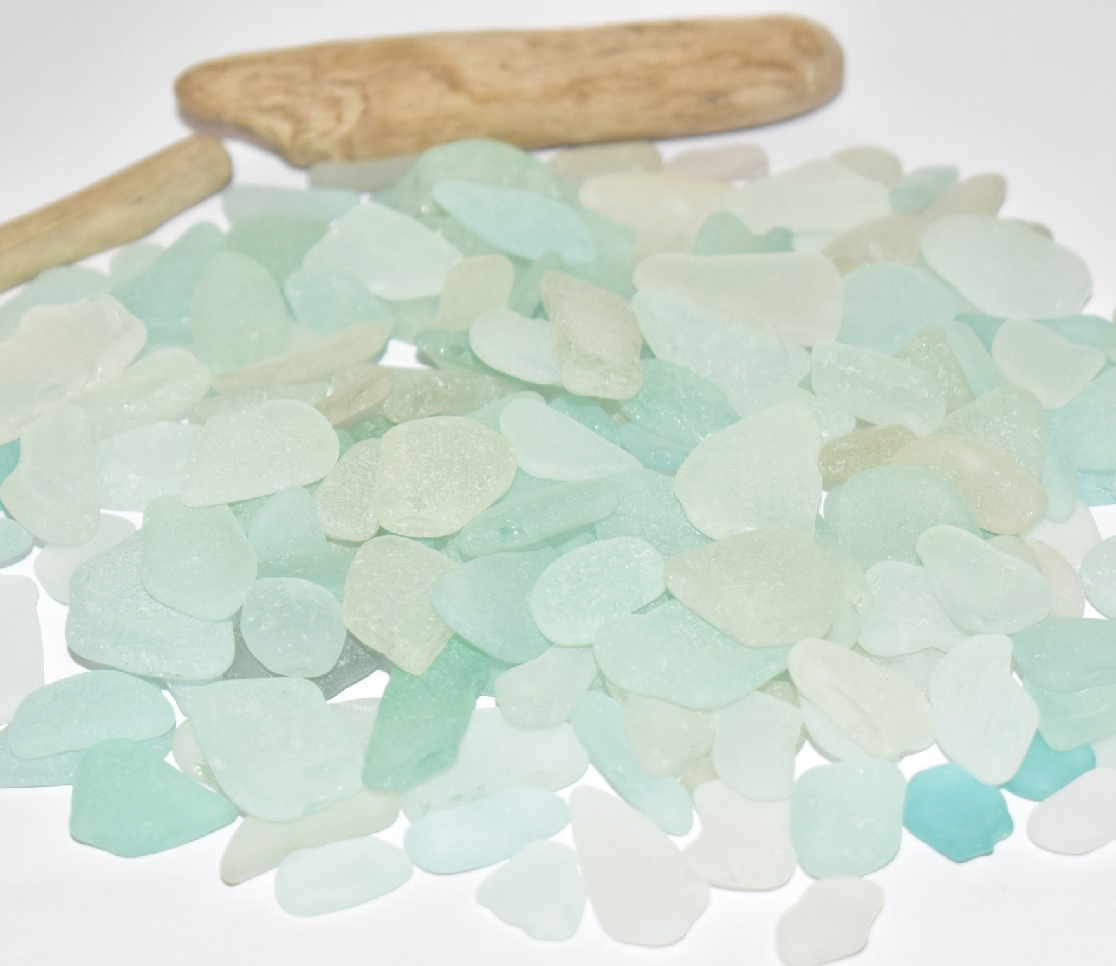 Genuine Sea Glass Seafoam White 0.48 to 1 Lot 100 300 Pieces Light Blue ...