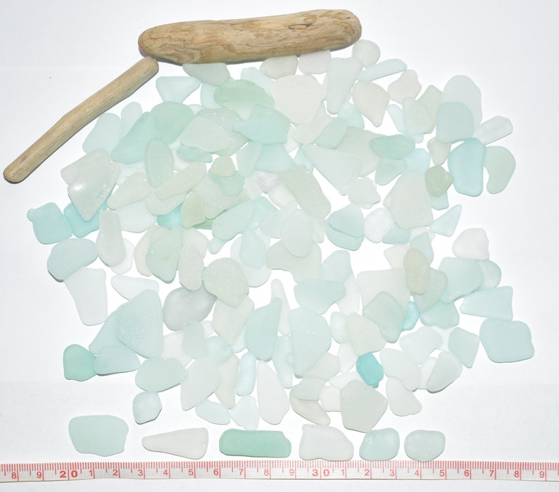 Genuine Sea Glass Seafoam White 0.48 to 1 Lot 100 300 Pieces Light Blue ...