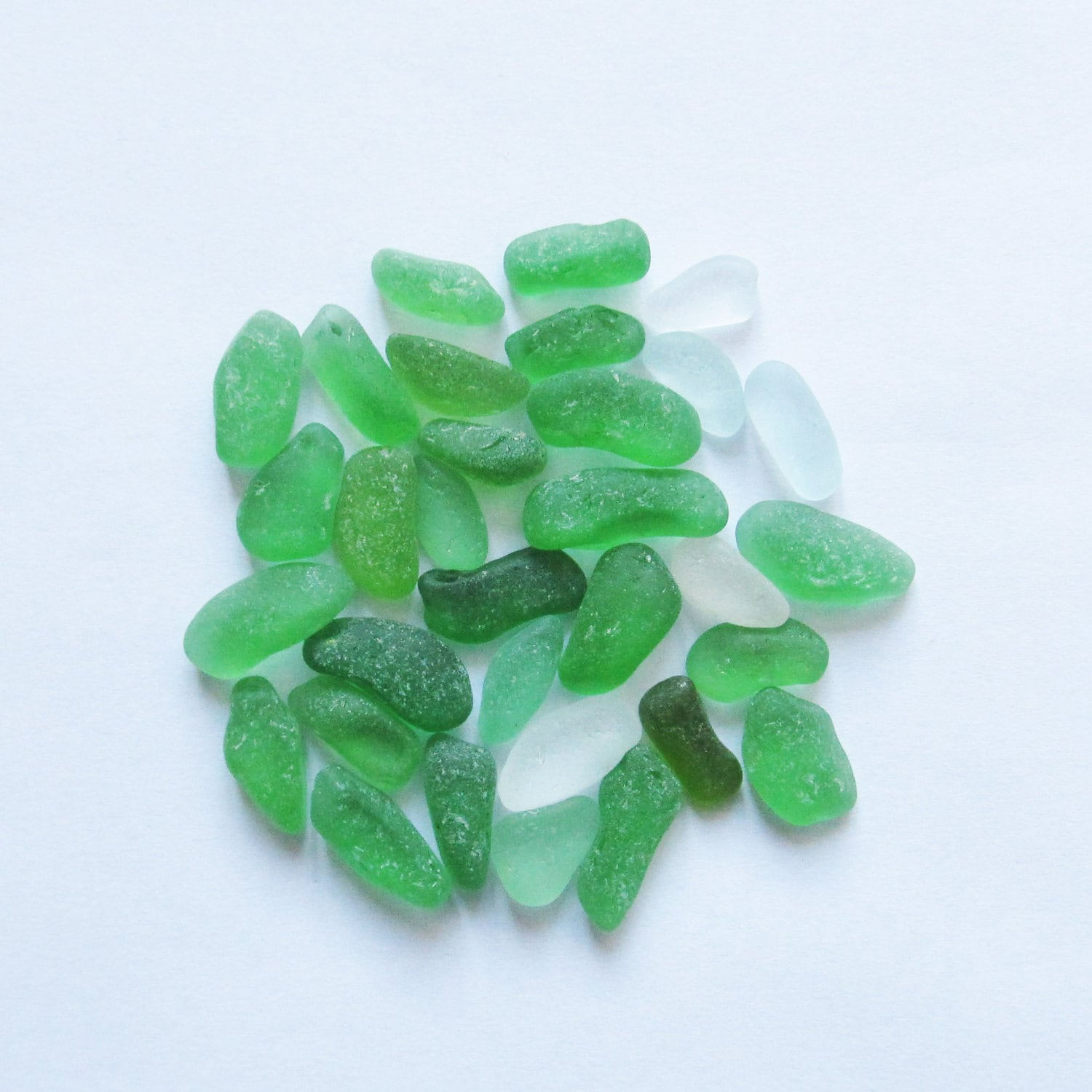 Genuine Sea Glass 12-20mm Green Beach Glass 32 Elongated Small Sea ...