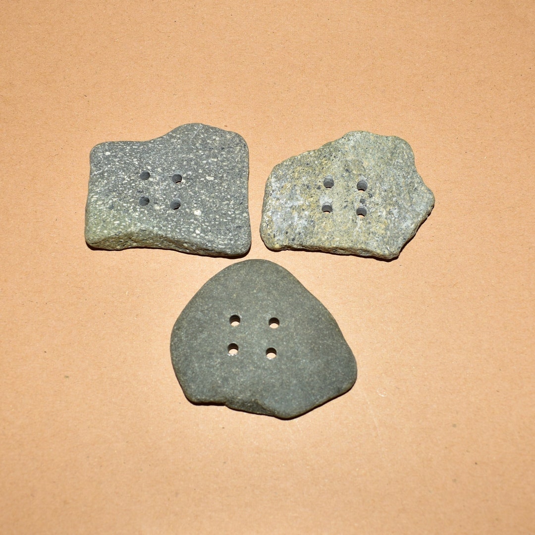 Extra Large Stone Buttons 1.77-2" Set 3 Pcs Big Raw Rock Buttons ...