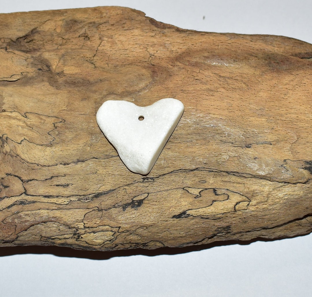 White Heart Stone Bead 1.5" Natural Stone Heart Naturally Shaped Heart ...