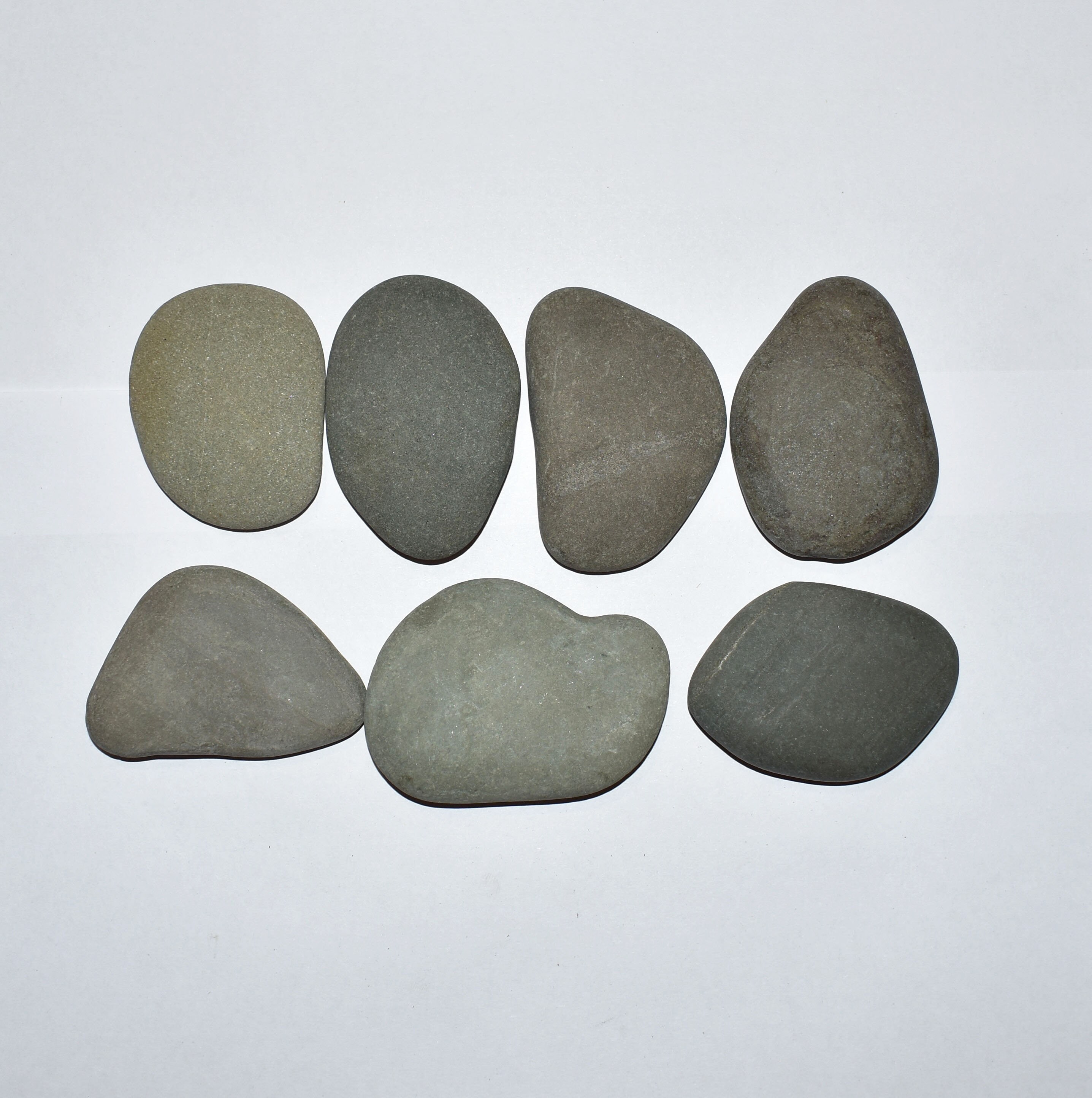 7 Large Flat Beach Stones Beach Rocks 2.16 to 2.56 Smooth Gray Stones ...