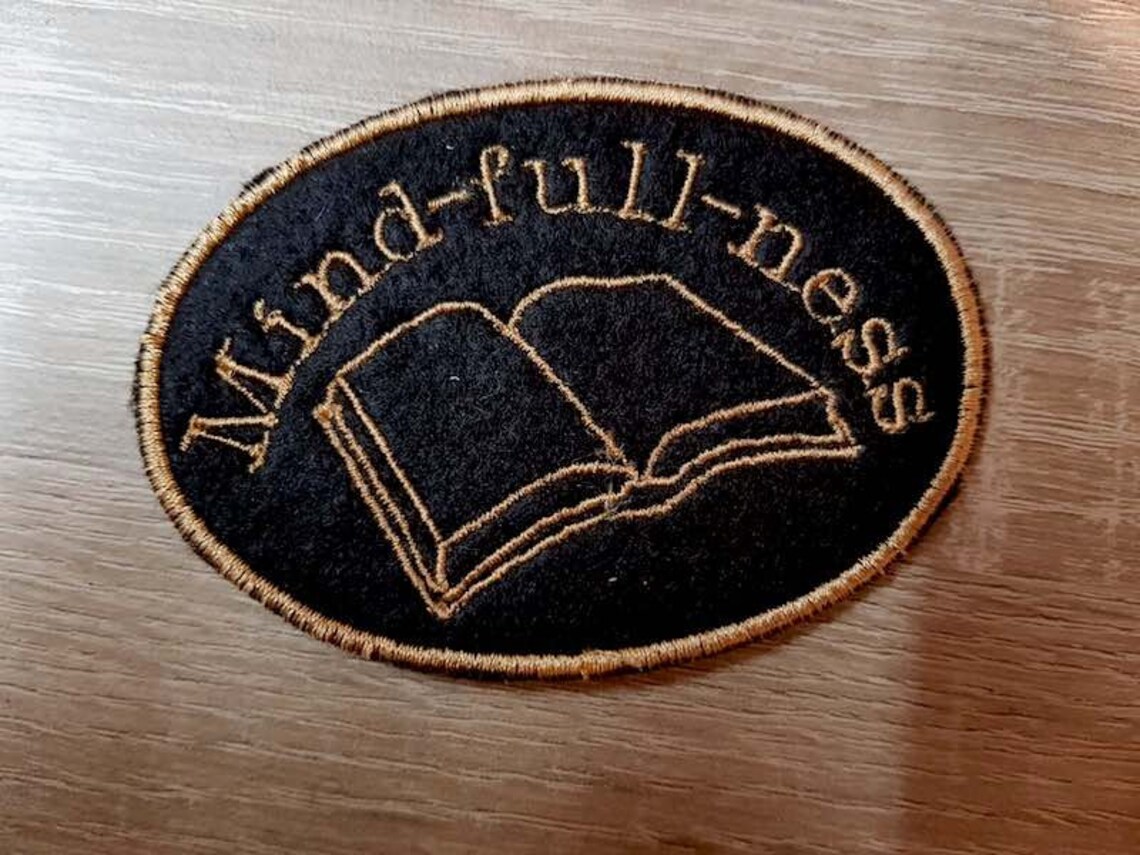 Mindfulness - Embroidered Iron on Book Lover Badge - Etsy