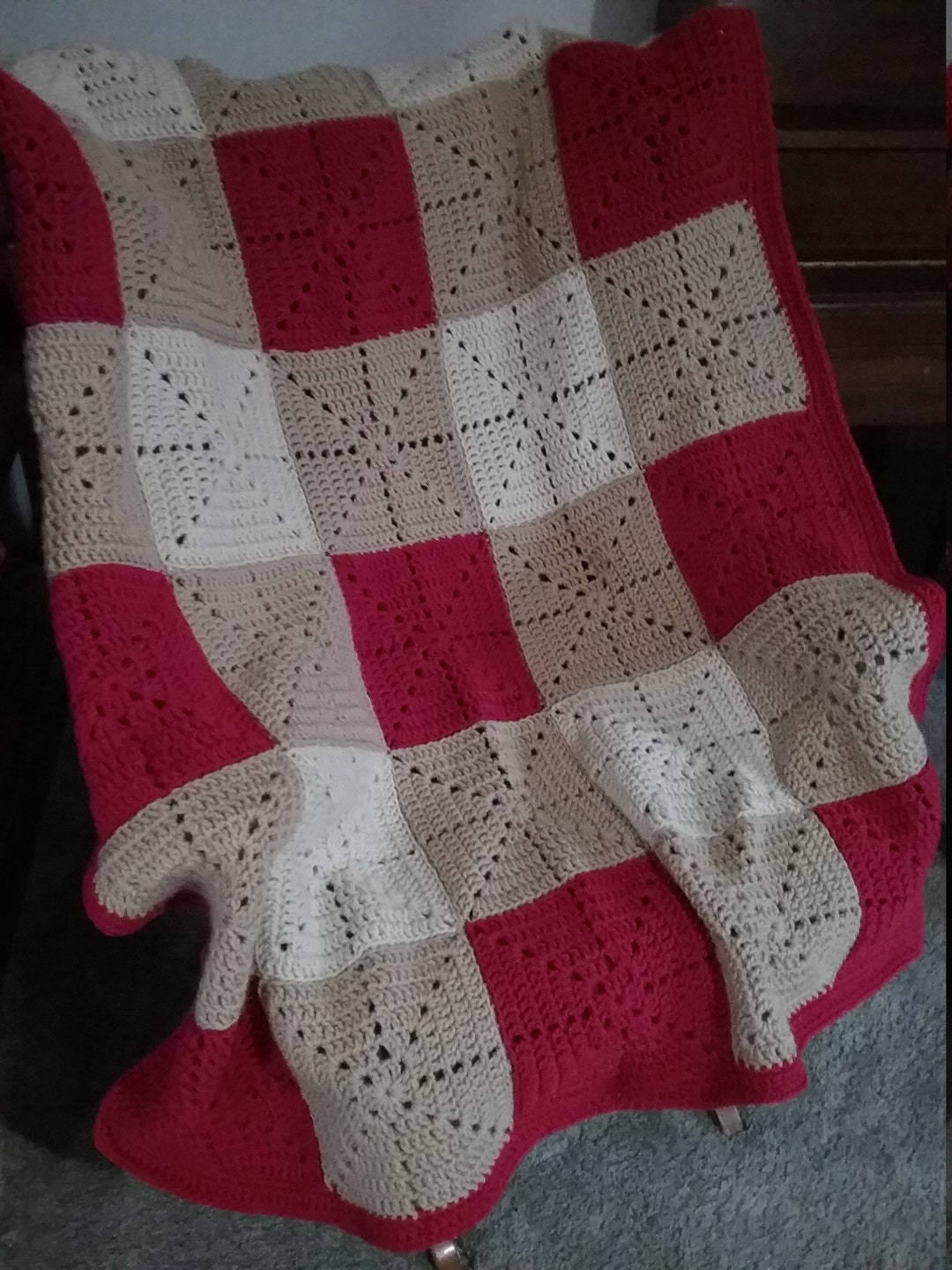 Raspberry Plaid Country Chic Crocheted Throw - Etsy