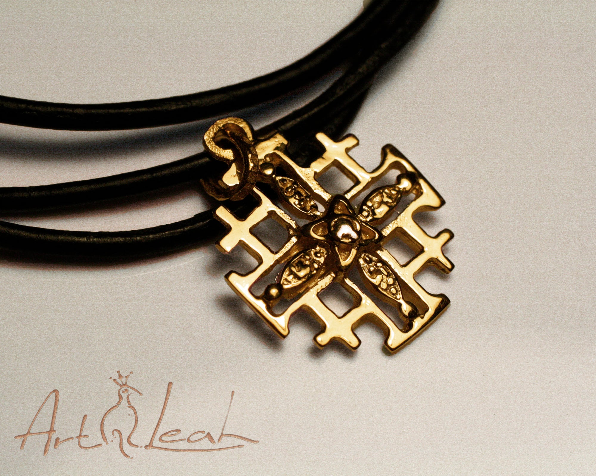 Dainty Gold Jerusalem Cross Necklace of 14K or 18K Christian Gift Cross ...