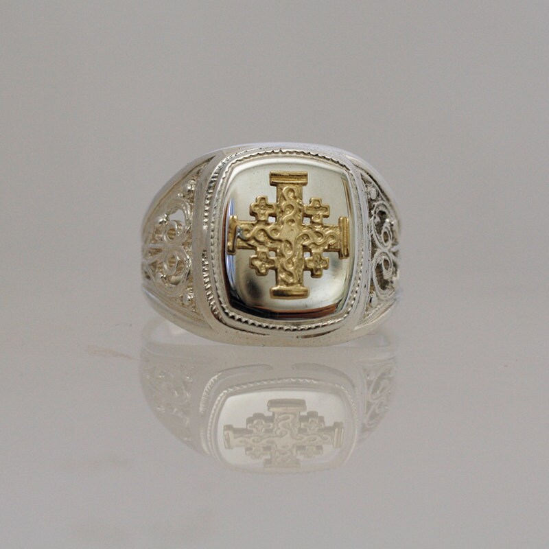 Religious Jewelry Rings Cross Signet Ring Christian Signet Ring Mens ...