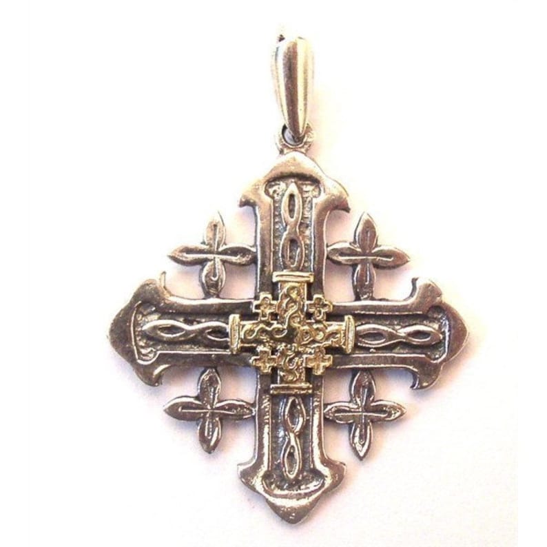 Large Silver Cross Necklace Women Jerusalem Cross Necklace Jewish Gifts ...