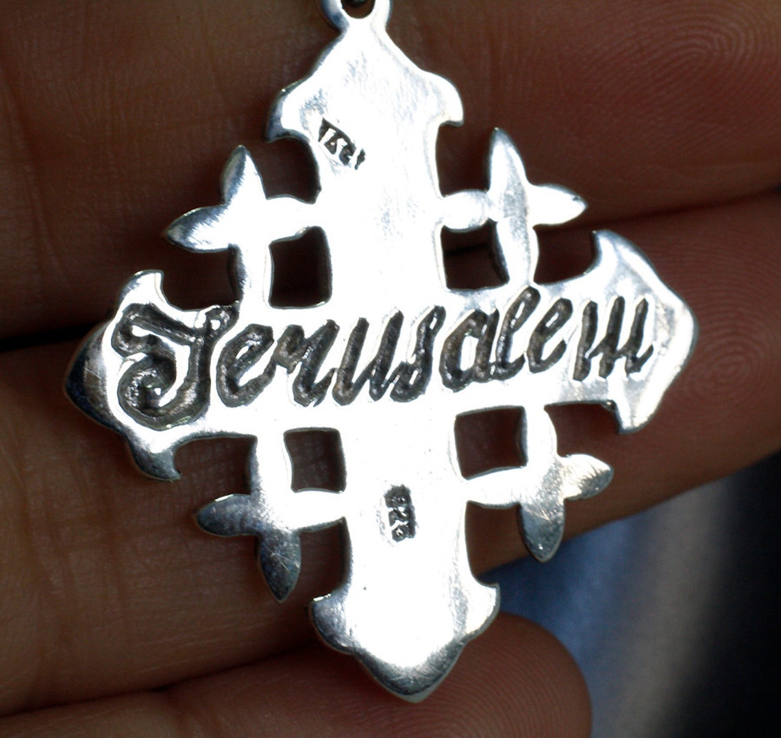 Silver With Gold Jerusalem Cross Necklace Jerusalem Cross Pendant ...