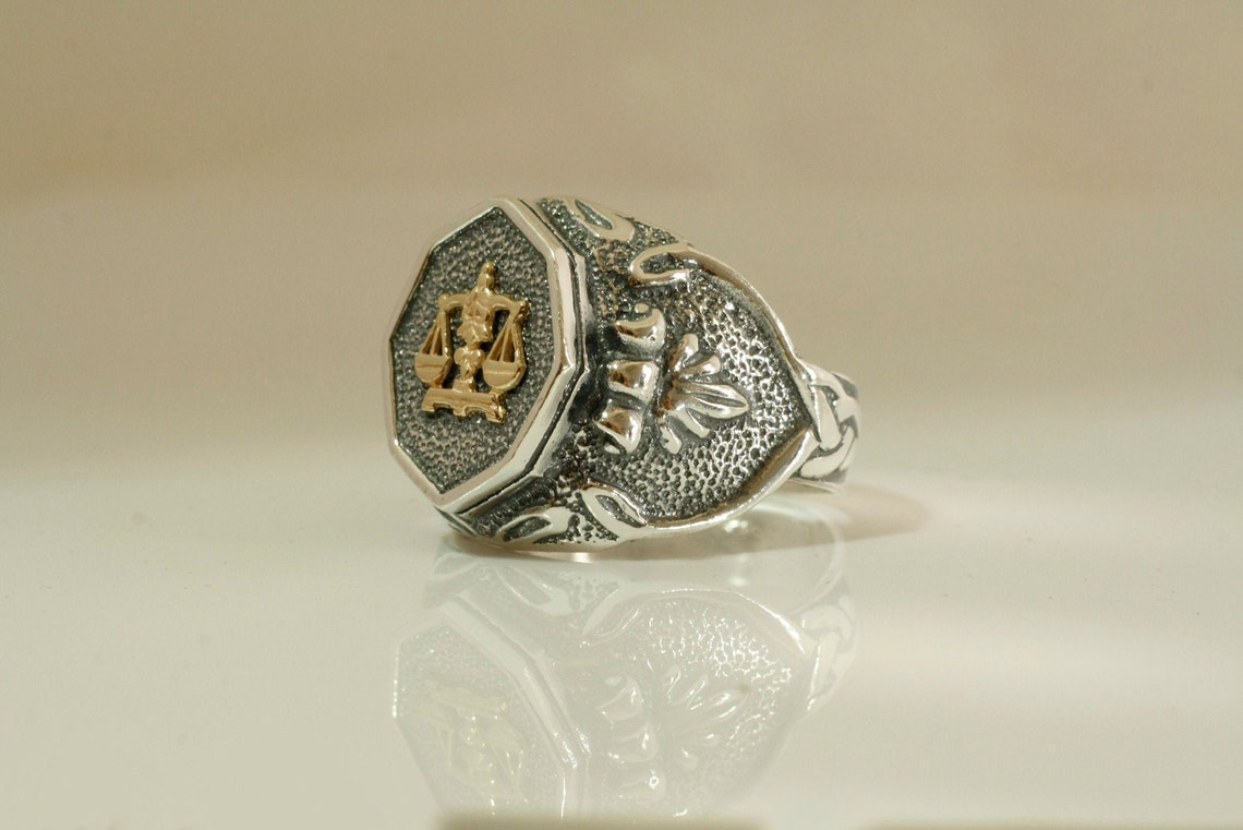 Ring Libra Zodiac Ring Man Men Silver Signet Ring Zodiac Sign Libra ...