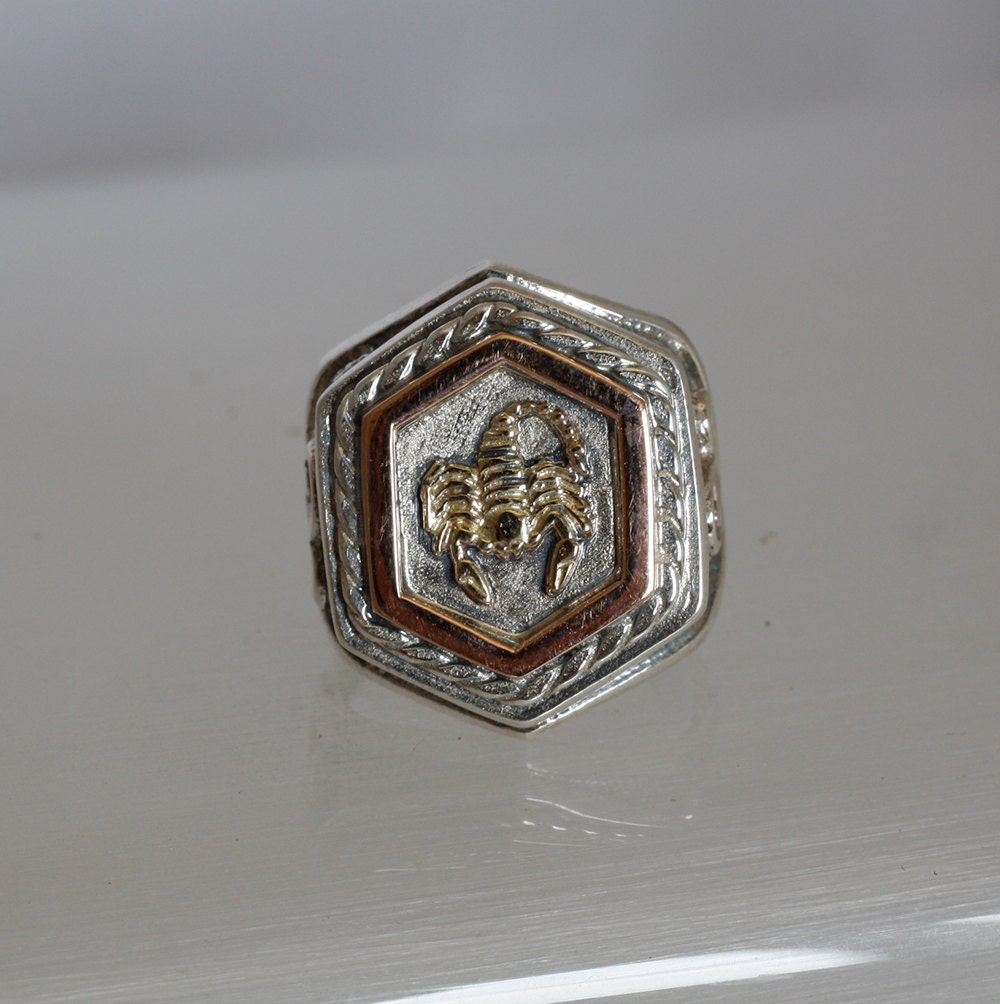 Zodiac Ring Scorpio Signet Ring Silver Signet Zodiac Ring Scorpion Ring ...