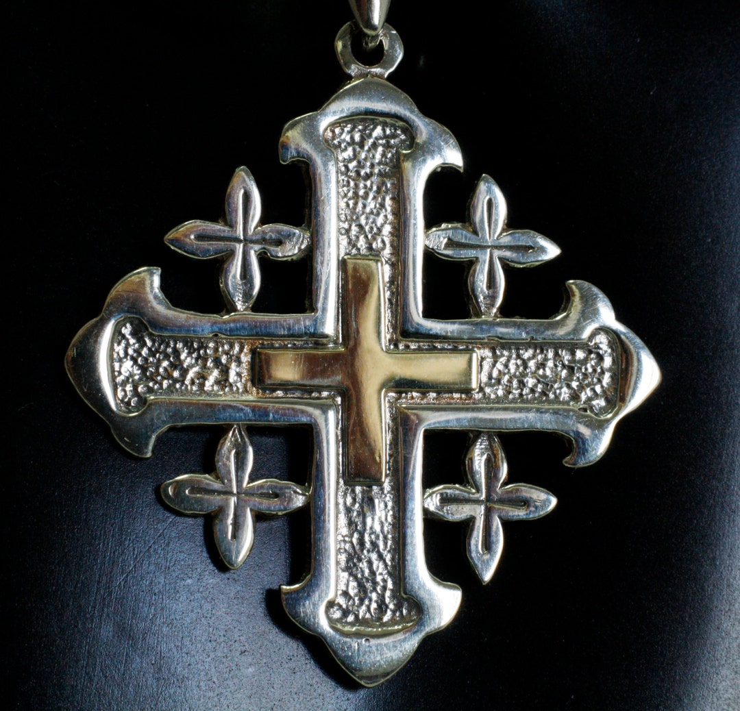 Silver With Gold Jerusalem Cross Necklace Jerusalem Cross Pendant ...