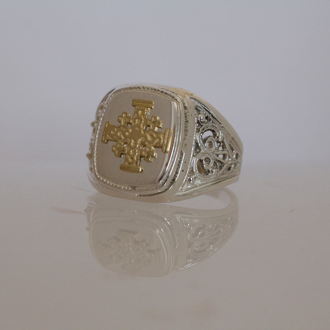 Religious Jewelry Rings Cross Signet Ring Christian Signet Ring Mens ...