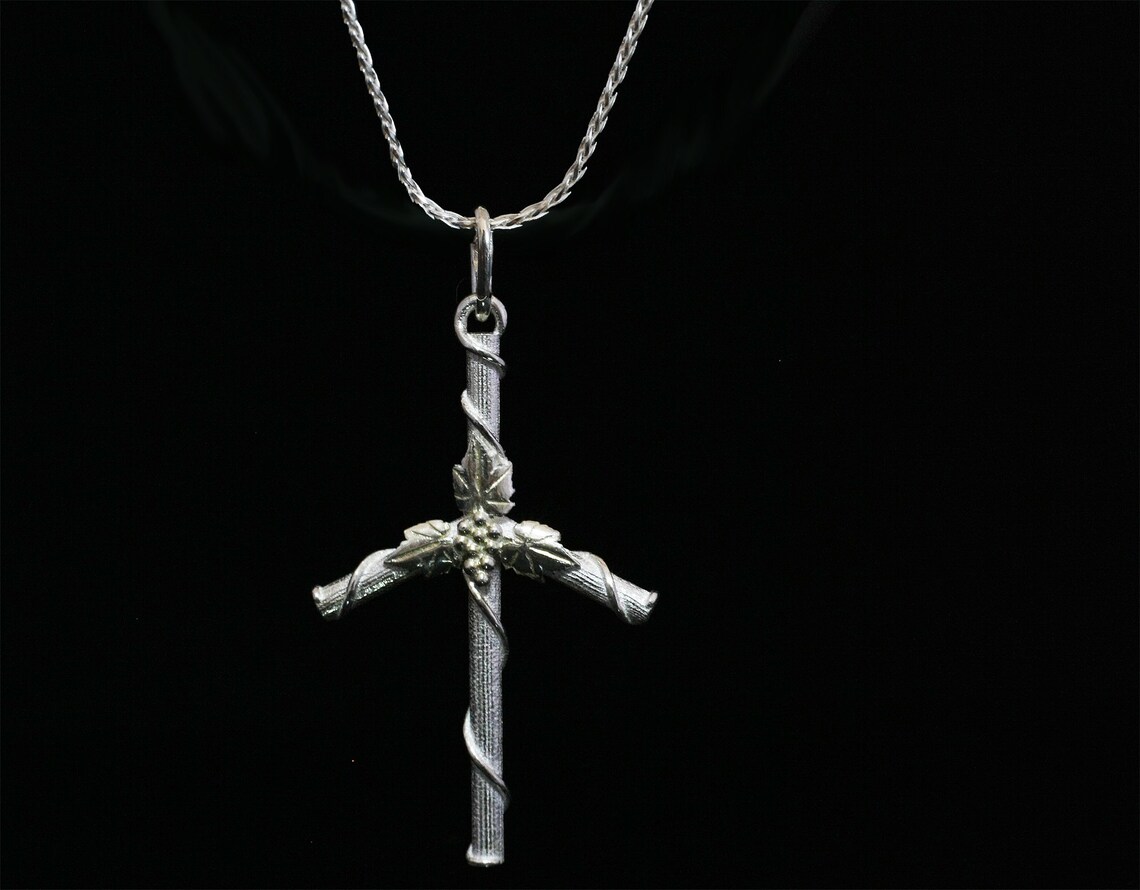 Grapevine Cross Necklace Christian Cross Pendant Small - Etsy