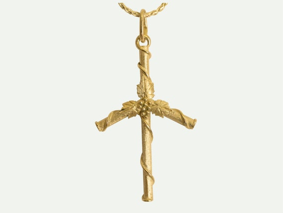 Grapevine Cross Necklace Christian Cross Pendant Small - Etsy