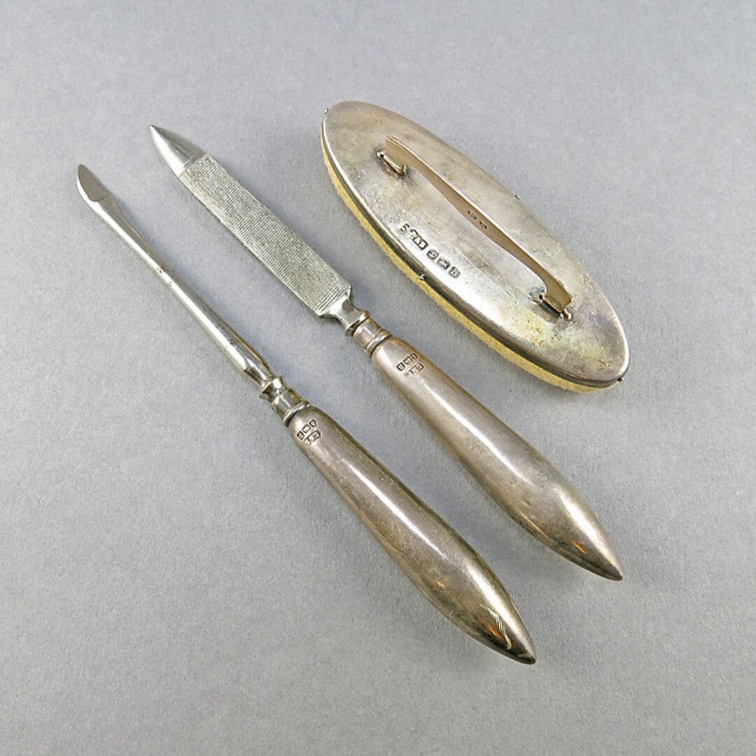 Antique Sterling Manicure Set English Hallmark Sterling Silver Nail ...