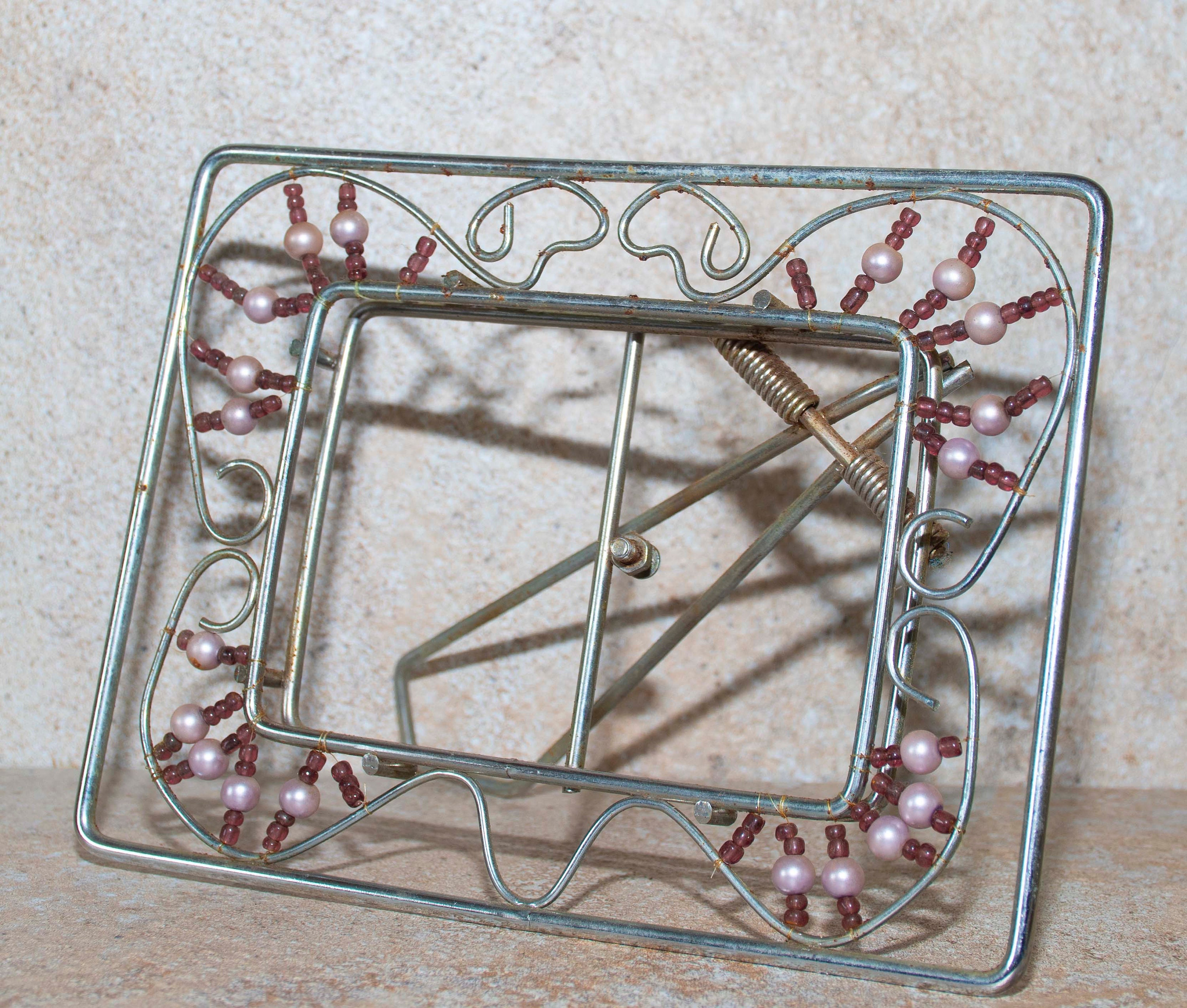 Vintage Metal Photo Frame With Beads - Etsy UK
