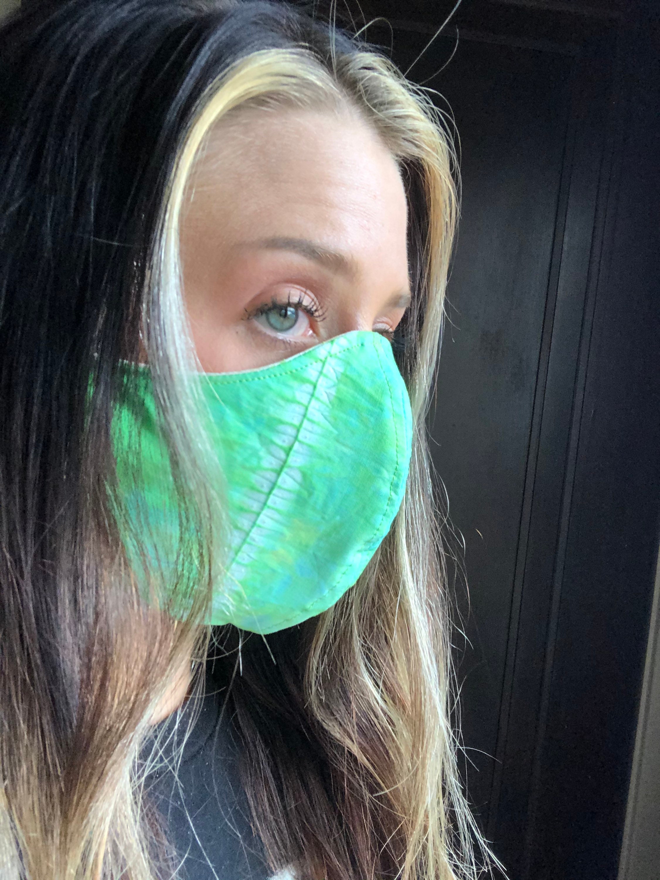 Neon Green Shibori Dyed Face Mask/covering With Pocket for Filter - Etsy