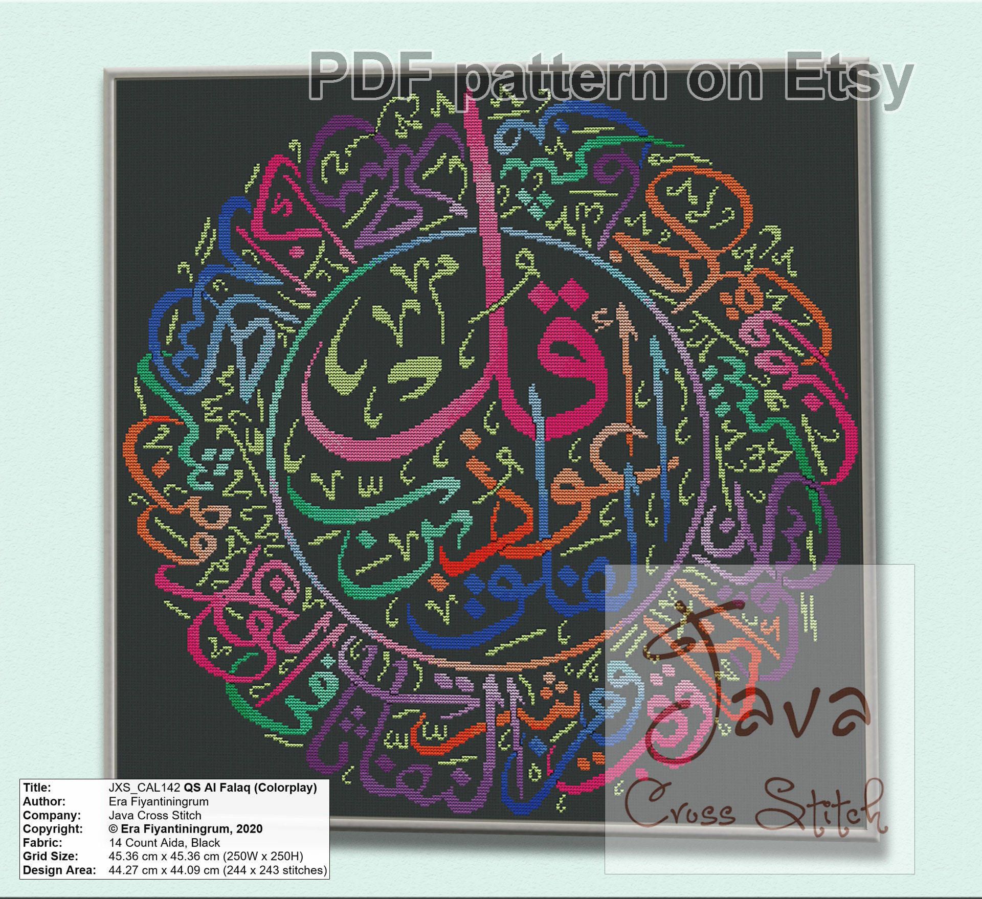 Qul Surahs Cross Stitch Charts: Islamic Art, Colorplay Designs (4 PDF ...