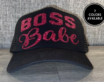 Lady Boss Distressed Glitter Ladies Trucker Baseball Hat Mesh Hat ...