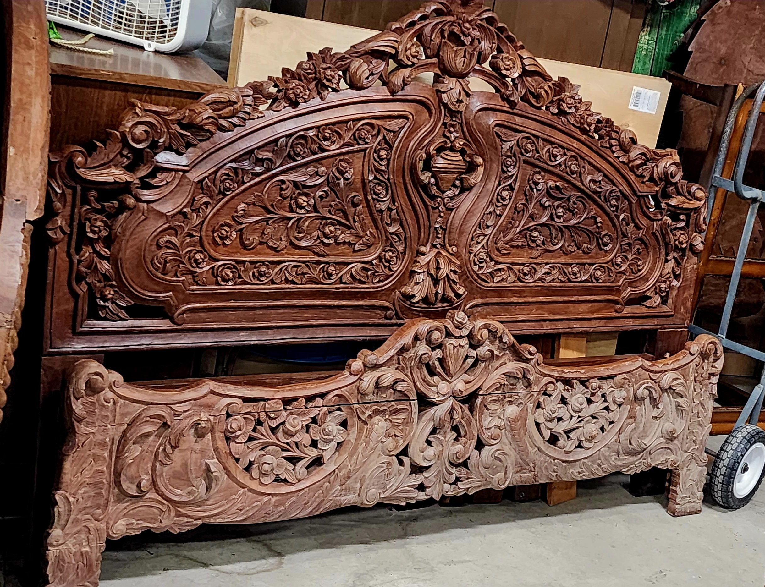 Solid Teak Wood Traditional Rustic Intricately Carved-beautiful-heavy ...