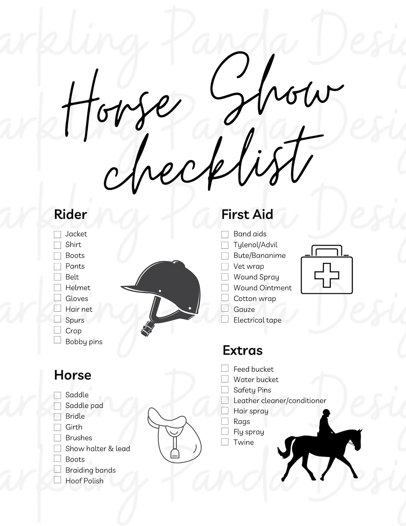 English Horse Show Checklist - Etsy