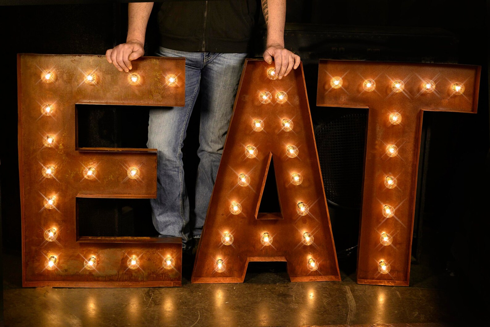 36 Eat letter Eat sign Cafe sign Lighted Metal | Etsy