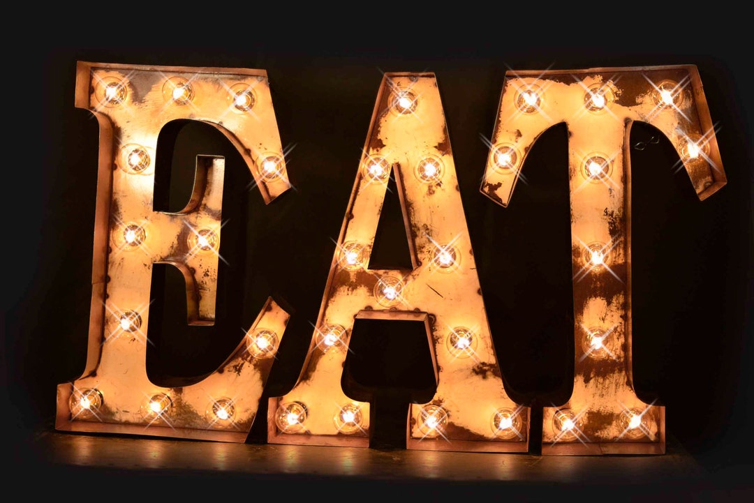 Custom Signs, Marquee Letter, Eat Sign, Cafe Sign, Lighted MARQUEE SIGN ...