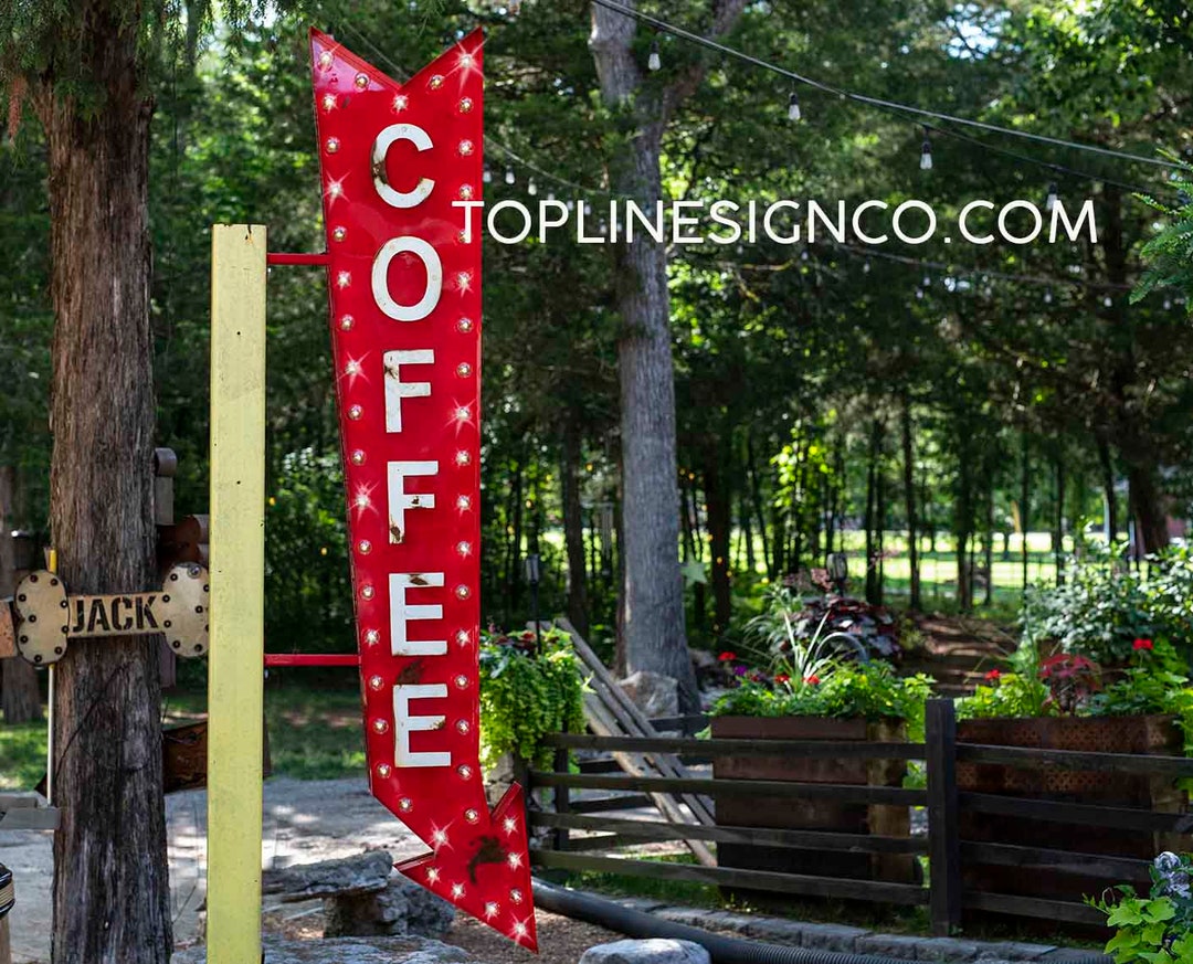 Custom Signs, Neon Signs, Custom Coffee Vintage Style Marquee Arrow ...