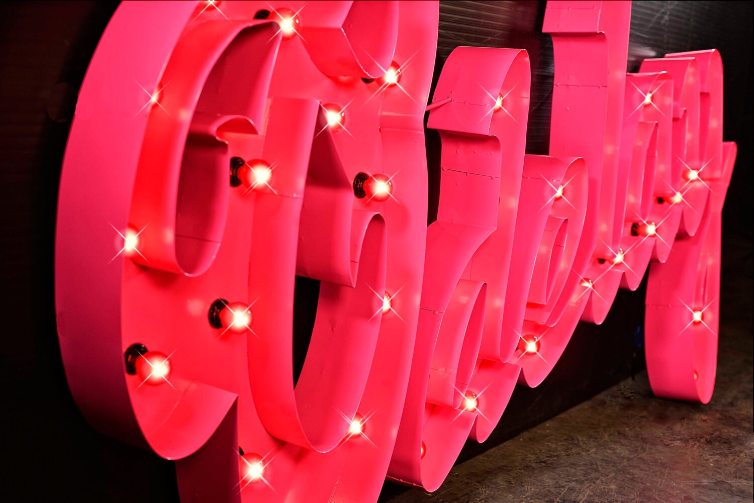 XL Vintage Style Marquee Script Marquee Signchanneled Script - Etsy