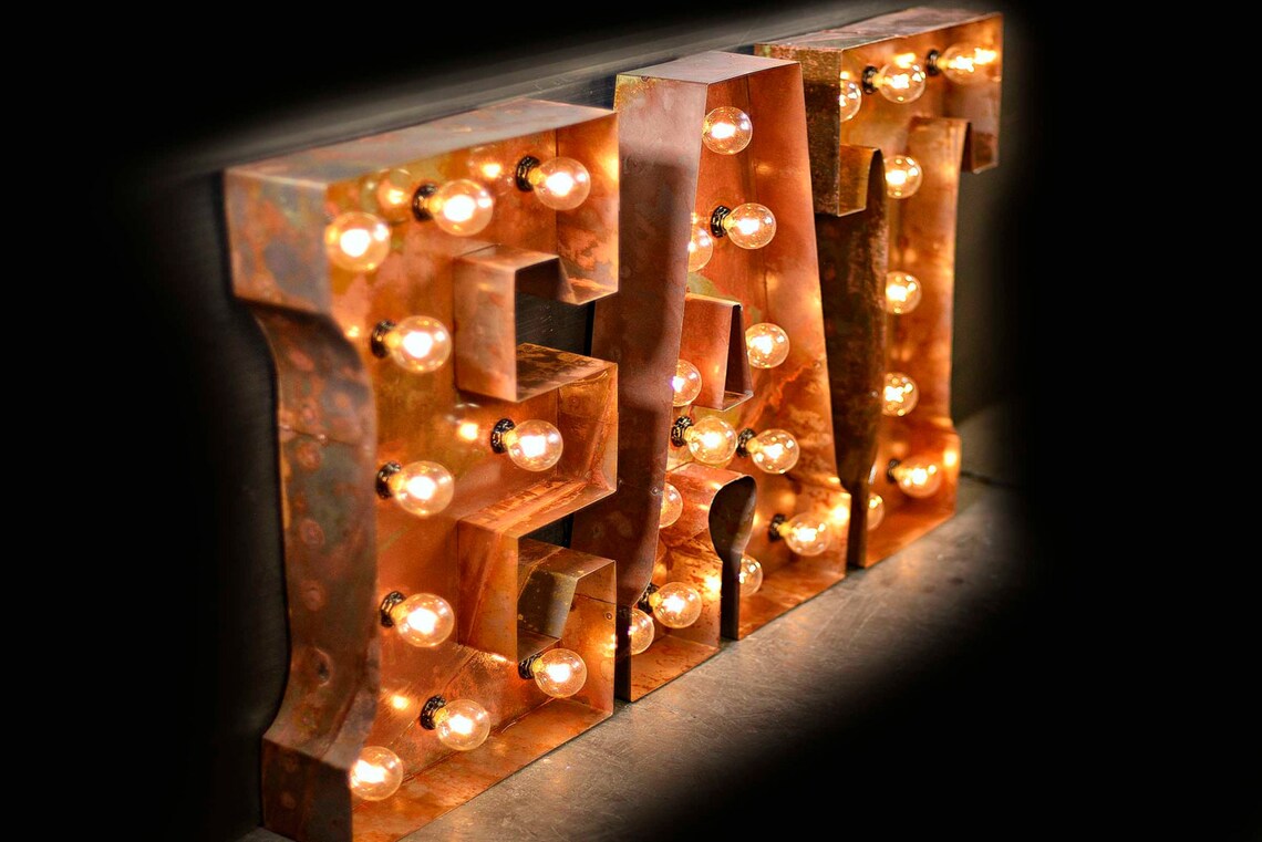 Eat Letter, Eat Sign, Cafe Sign, Lighted Metal MARQUEE SIGN Marquee ...