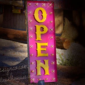 Open Sign, Vintage Style Vertical Marquee Open Sign, Lighted Metal ...
