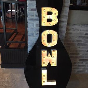 Marquee Bowling Pin, Bowling Lighted Metal MARQUEE SIGN, Marquee Letter ...