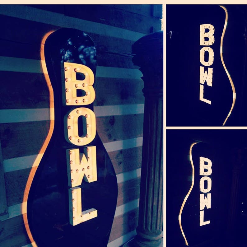 LED Backlit Marquee Bowling Pin, Bowling Lighted Metal MARQUEE SIGN ...