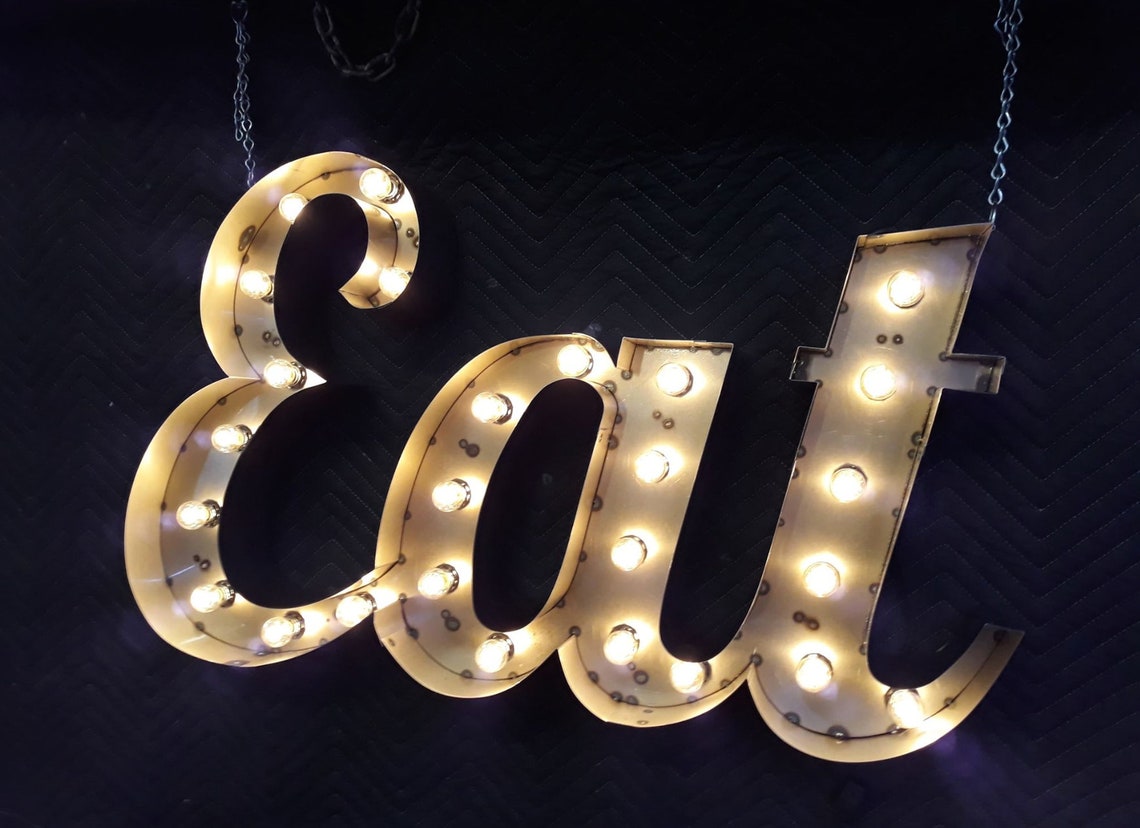 Custom Signs, Restaurant Sign, Eat Sign, Cafe Sign, Lighted Metal ...