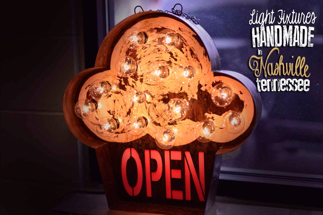 Open Sign Marquee Cupcake Open Sign Lighted Metal MARQUEE - Etsy